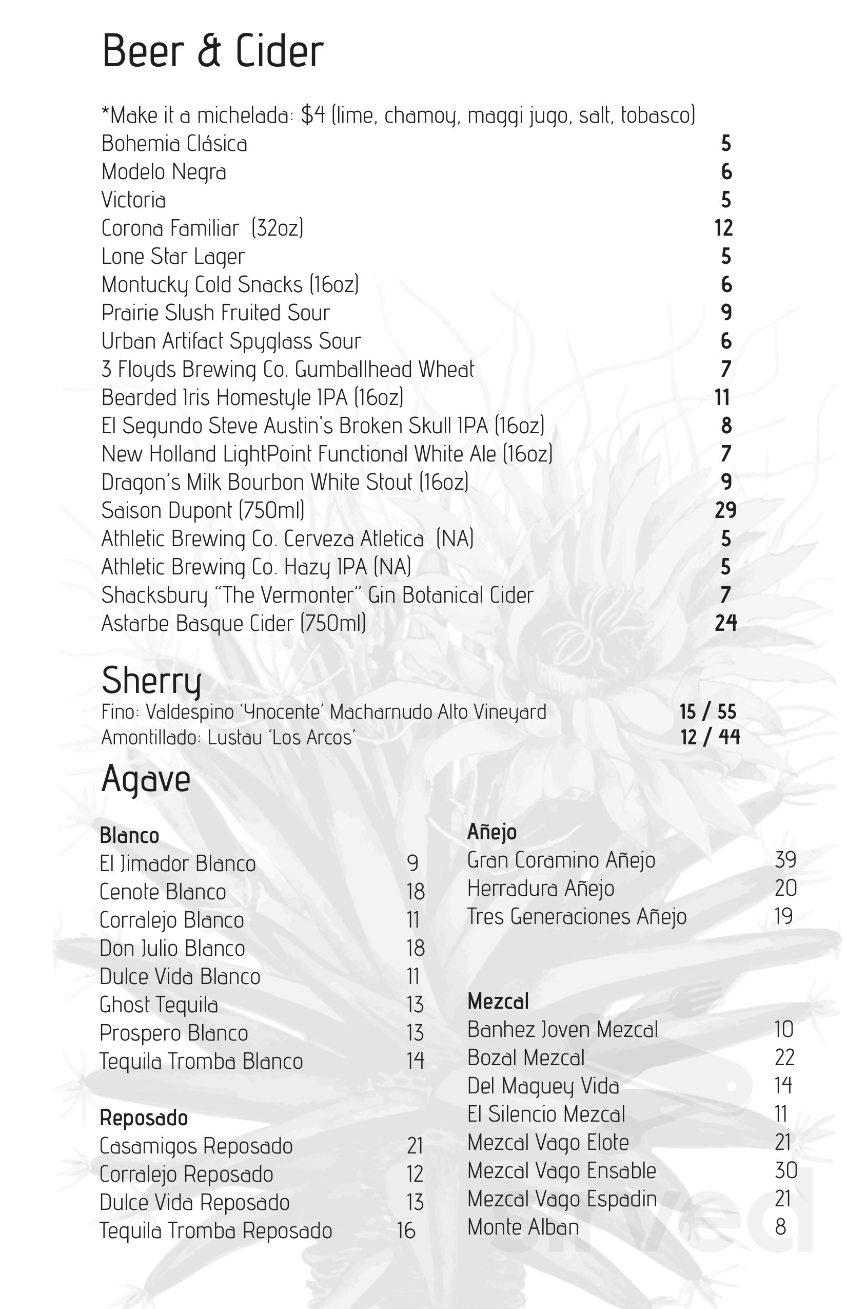 Menu for Sueño in Dayton, OH | Sirved