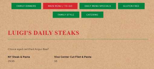 Menu for Luigi's Restaurant and Delicatessen in Bakersfield, CA | Sirved