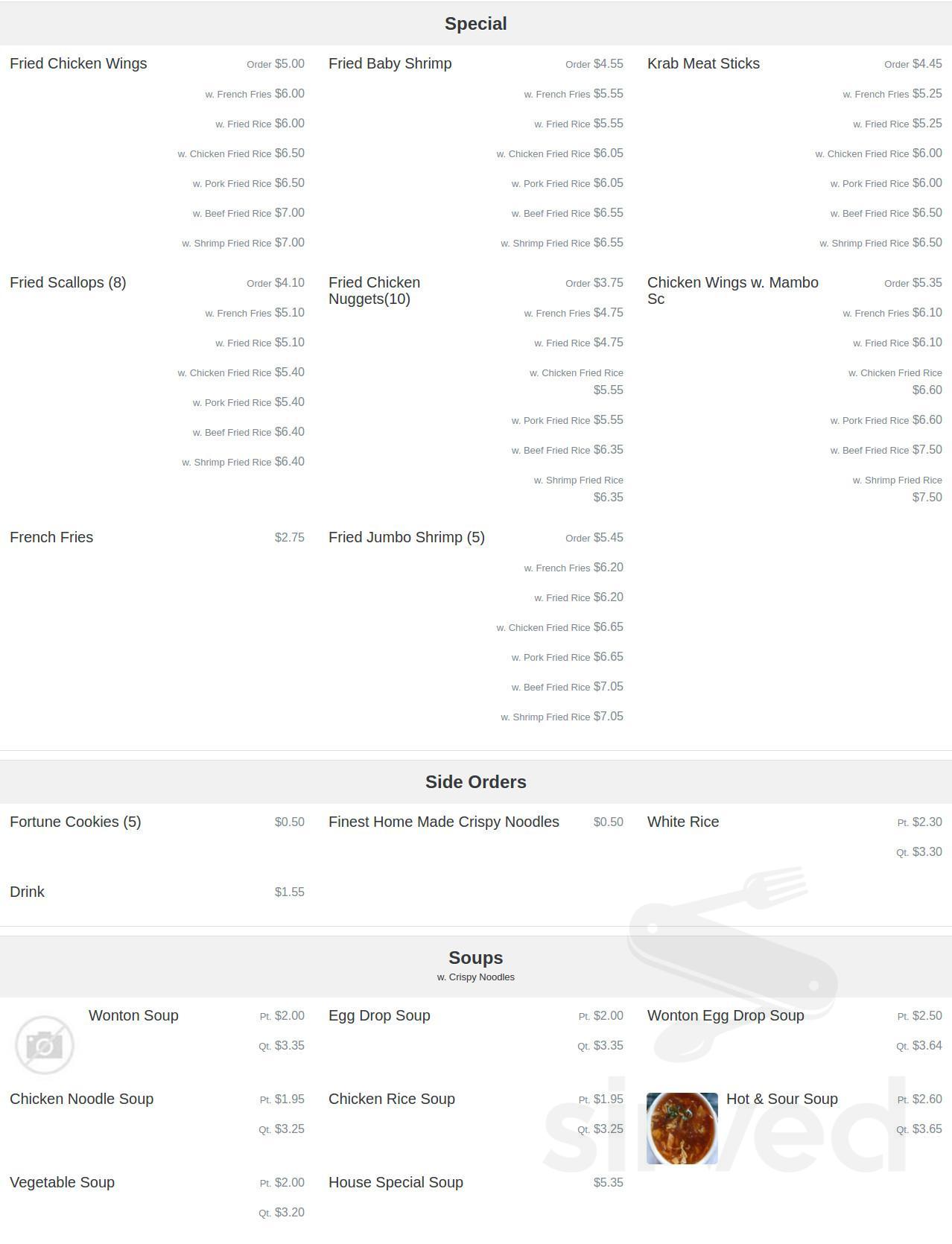 China One menu in Crestview, Florida, USA