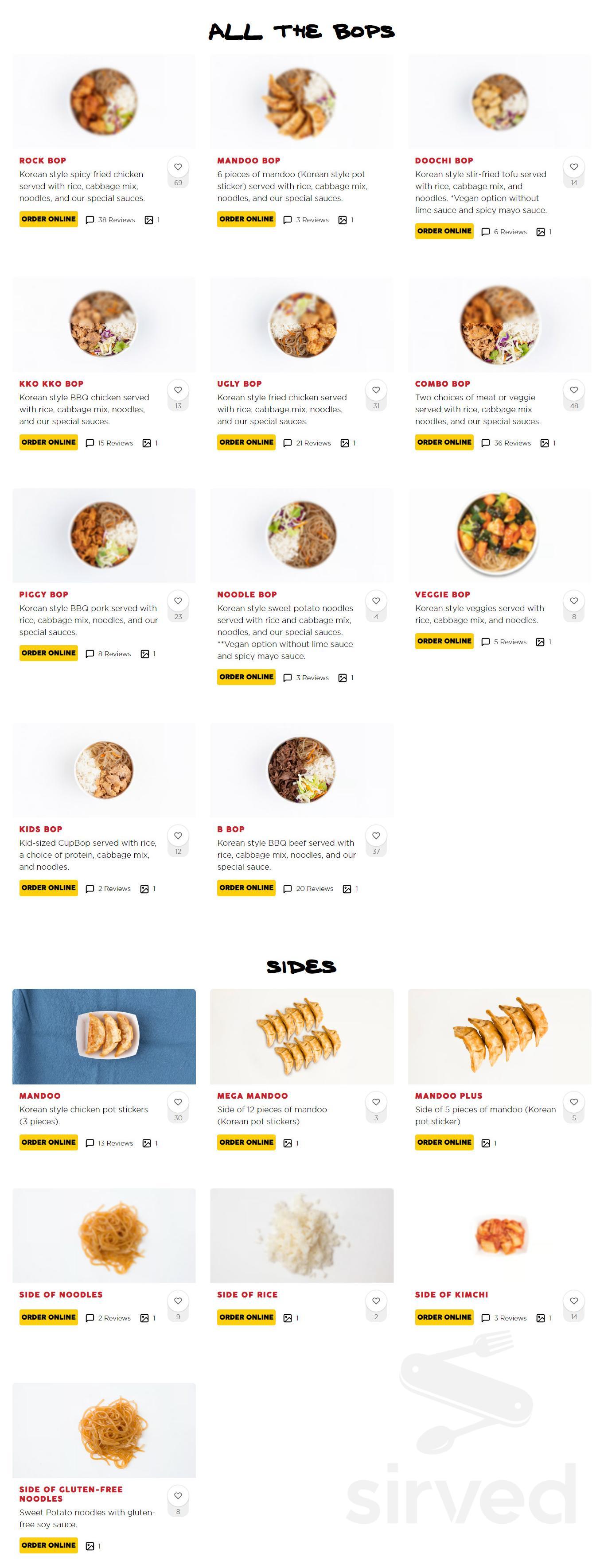 Cupbop - Korean BBQ menu in Twin Falls, Idaho, USA