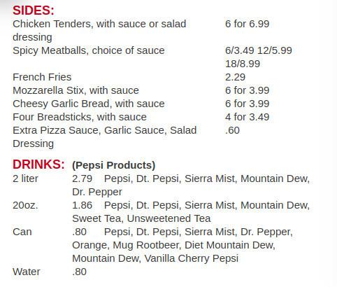 Besta Fasta Pizza menu in Ashland, Ohio, USA