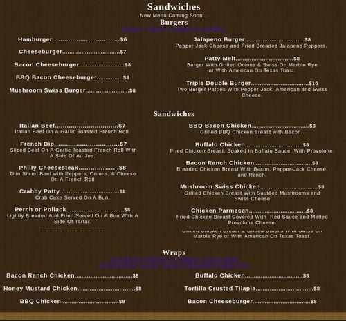 Boundary Waters Restaurant menu in De Motte, Indiana, USA