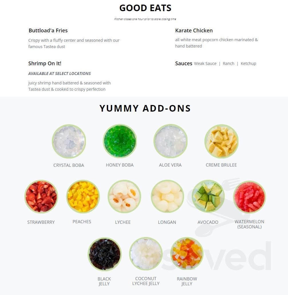 Tastea Riverside menu in Riverside, California, USA