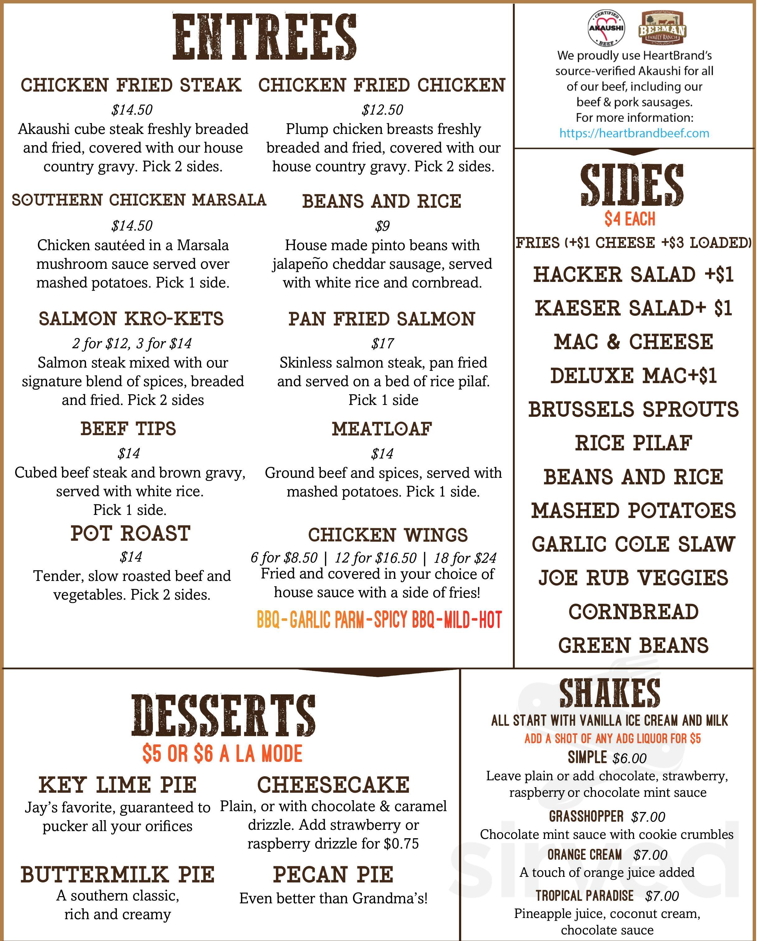 Anderson Distillery & Grill menu in Roanoke, Texas, USA