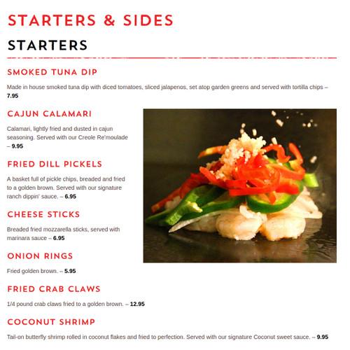 Scampy's menu in Panama City Beach, Florida, USA