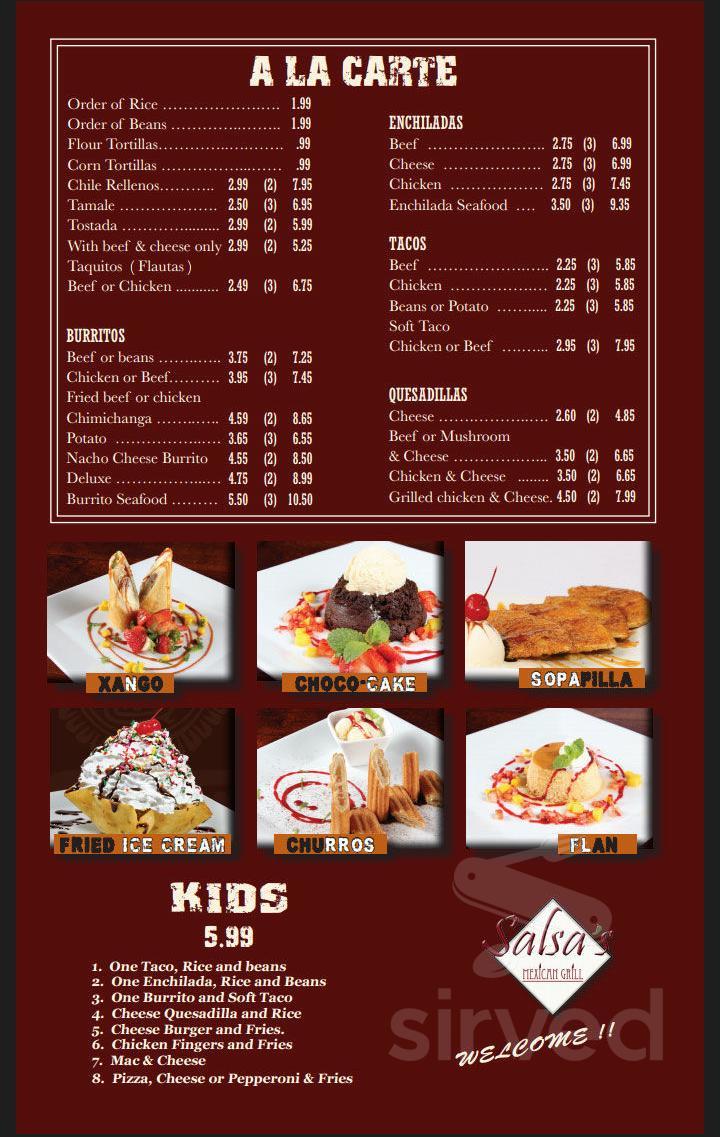 Casa Grande menu in Fort Wayne, Indiana, USA