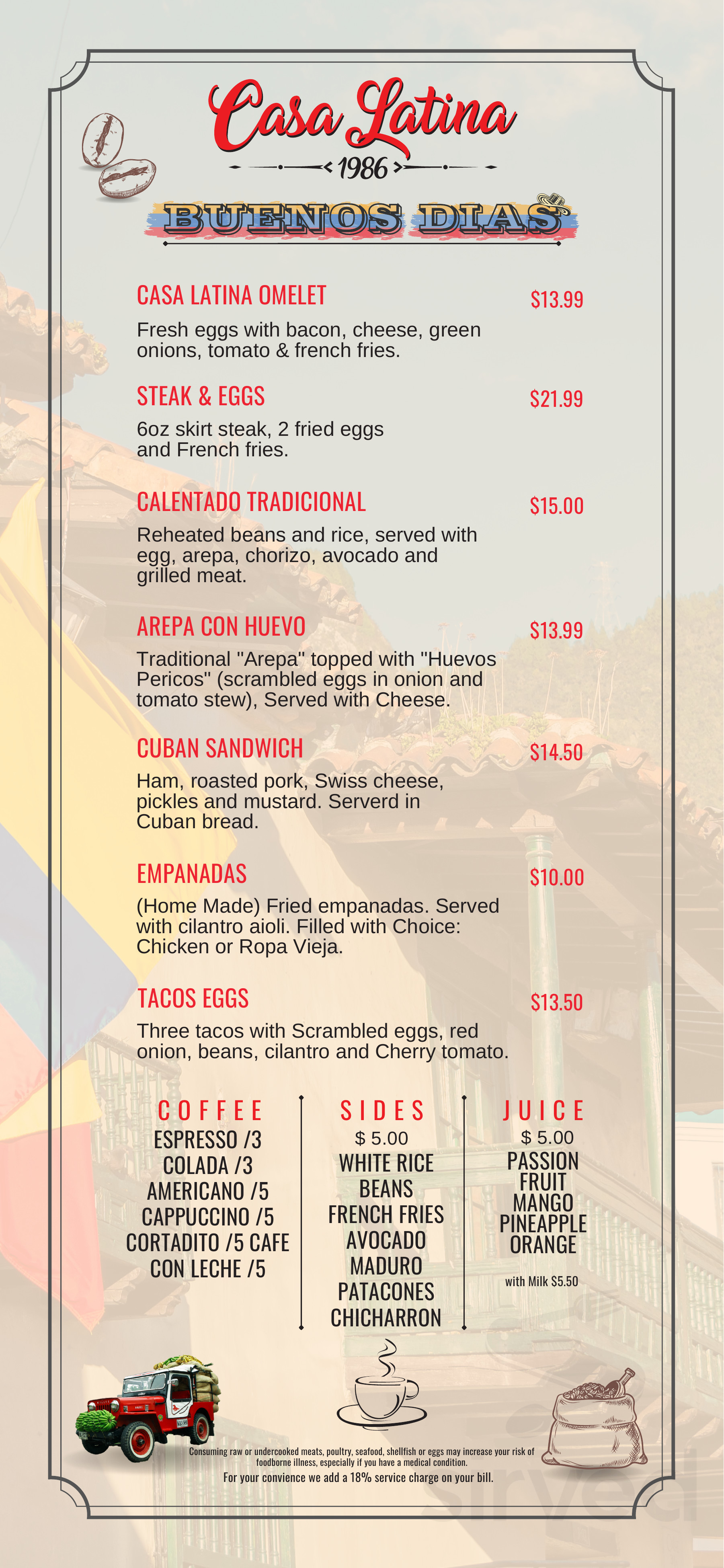 Menu - Miami Beach FL's Casa Latina 1986 | Latin Restaurant in Miami ...
