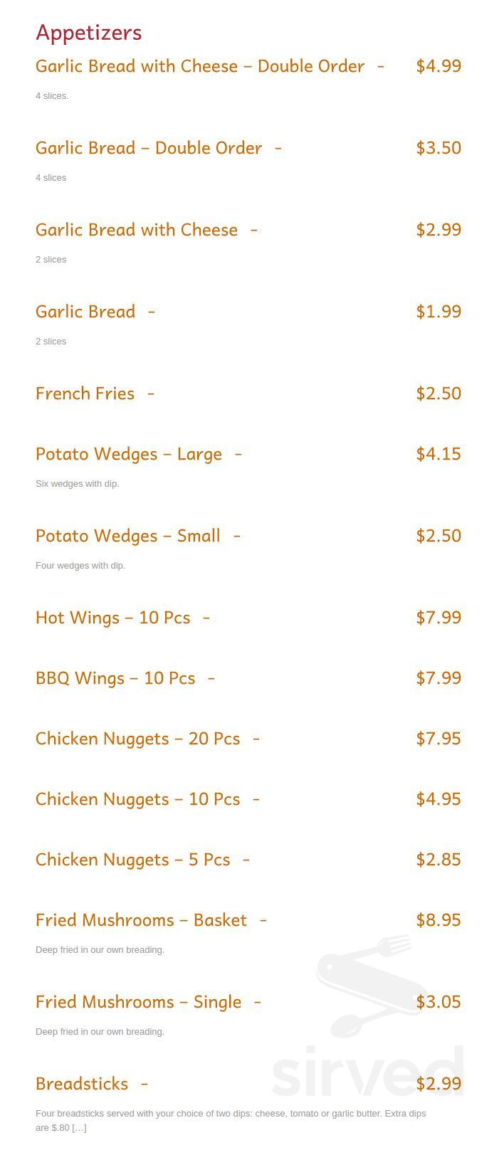 Ellettsville Pizza Pantry menus in Bloomington, Indiana, United States