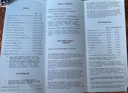 Baker's General Store menu in Post Mills, Vermont, USA