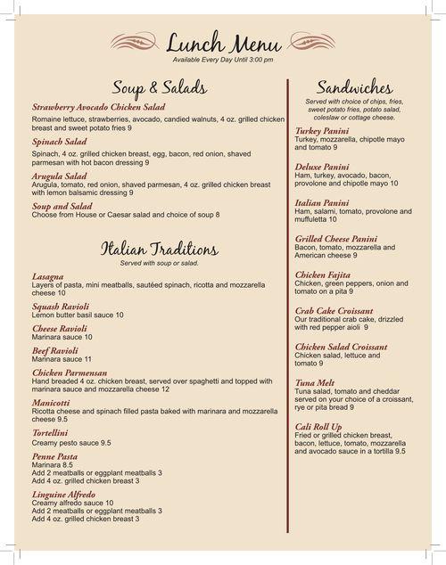 Villa Macri menu in Granger, Indiana, USA