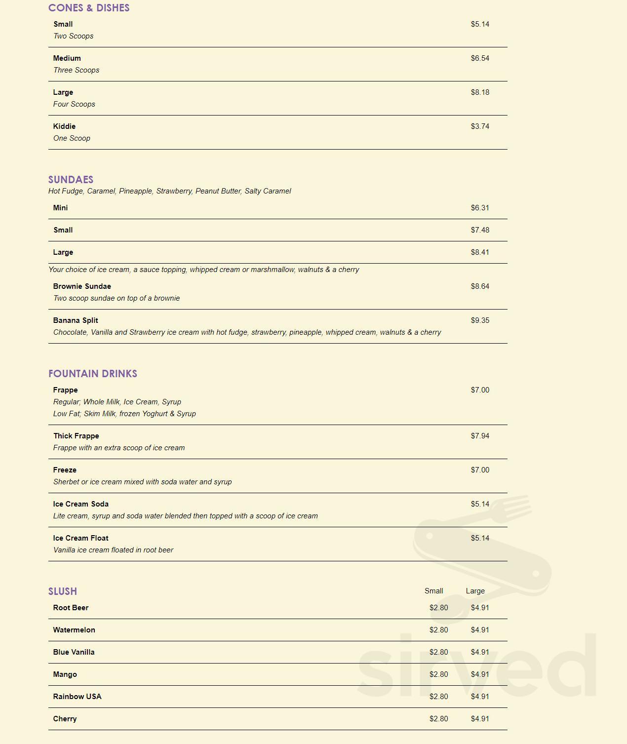 Menu - Wakefield MA's Meletharb Ice Cream | Sirved
