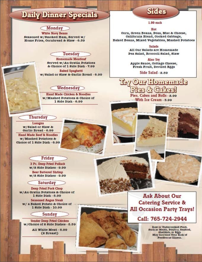Rachel's Hi-Way Cafe menus in Alexandria, Indiana, United States