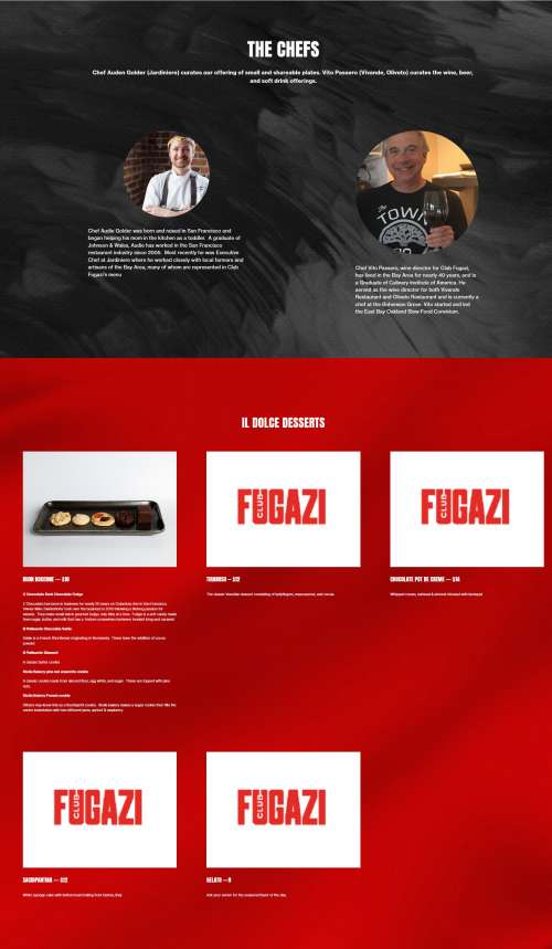 Club Fugazi Experiences menu in San Francisco, California, USA