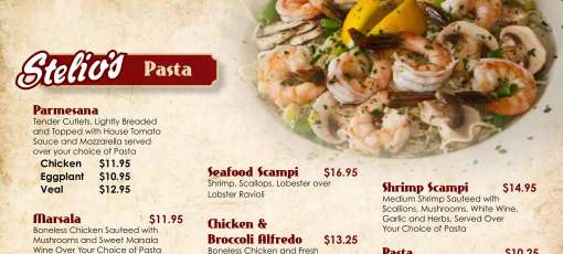 Menu for Stelio's Family Restaurant in North Billerica, MA | Sirved