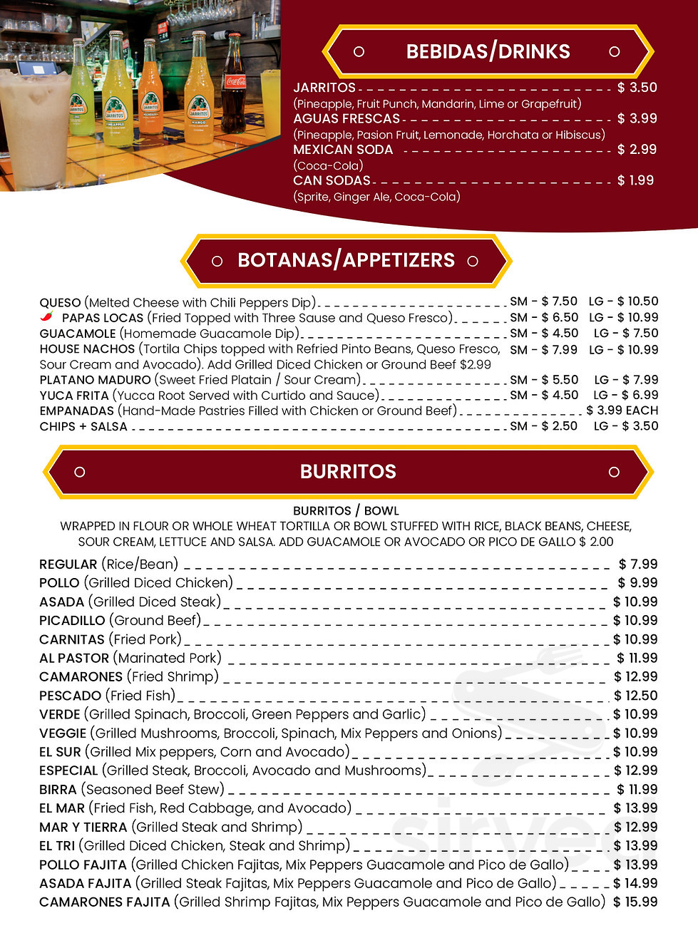 POSADA GRILL menu in Shelburne, Massachusetts, USA