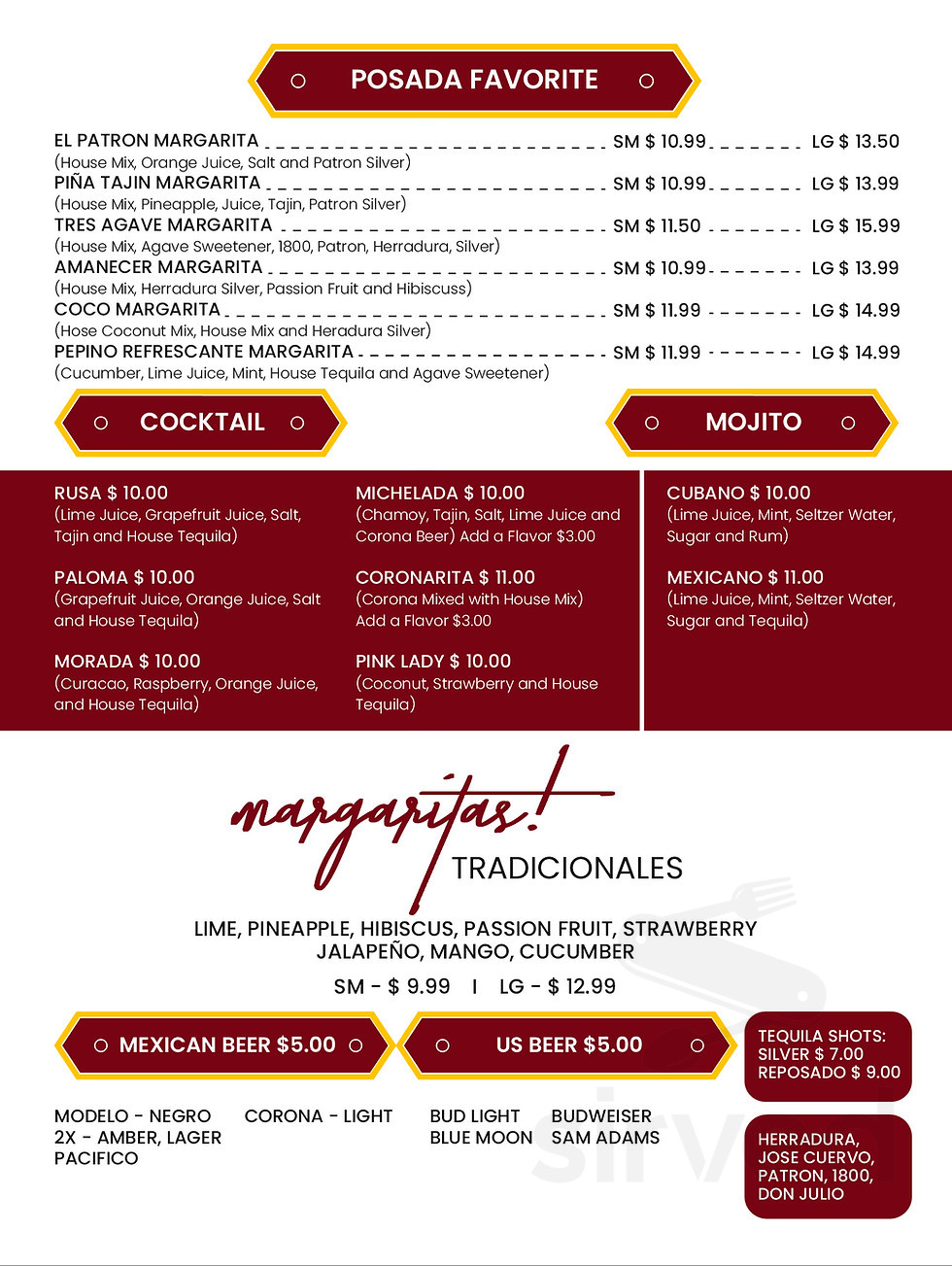 POSADA GRILL menu in Shelburne, Massachusetts, USA