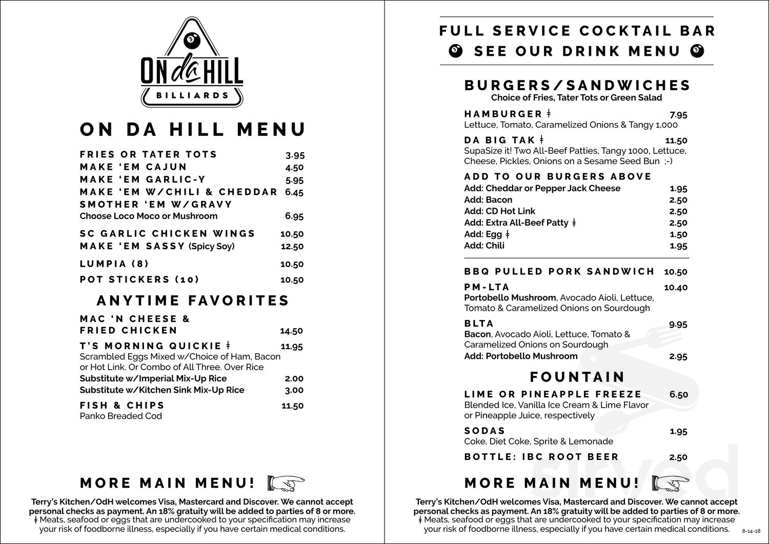 Terry's Kitchen menu in Bellevue, Washington, USA