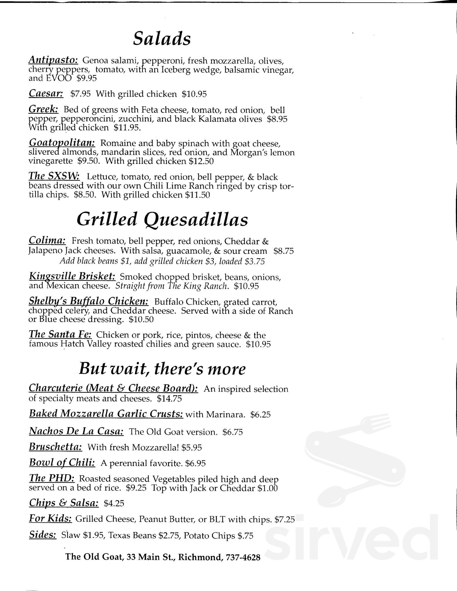 The Old Goat menus in Richmond, Maine, United States