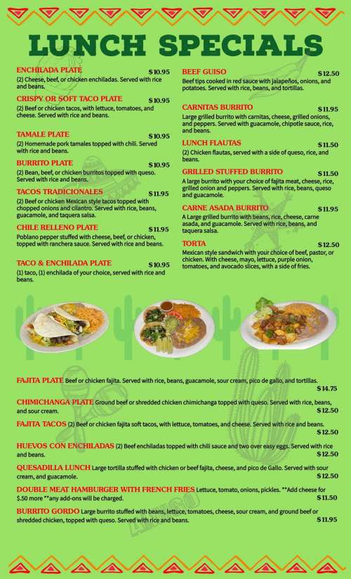 Pura Vida Mexican Bar and Grill menu in Weatherford, Texas, USA