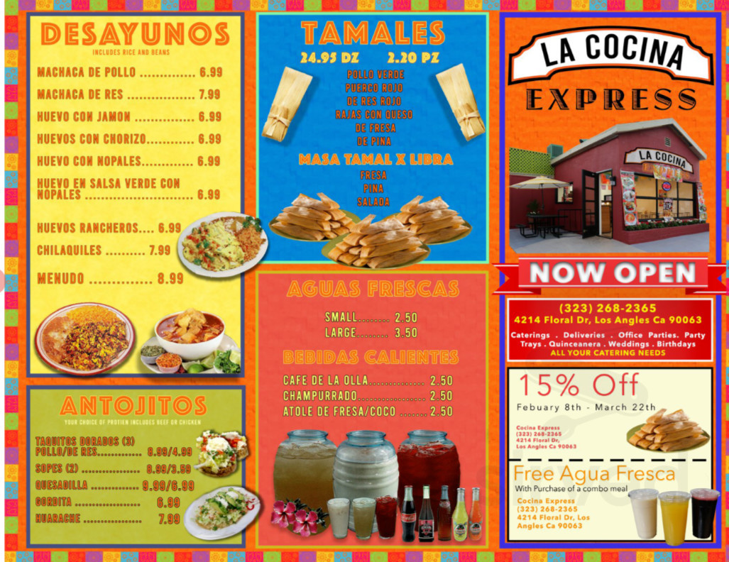Menu for La Cocina Express in Los Angeles, California, United States
