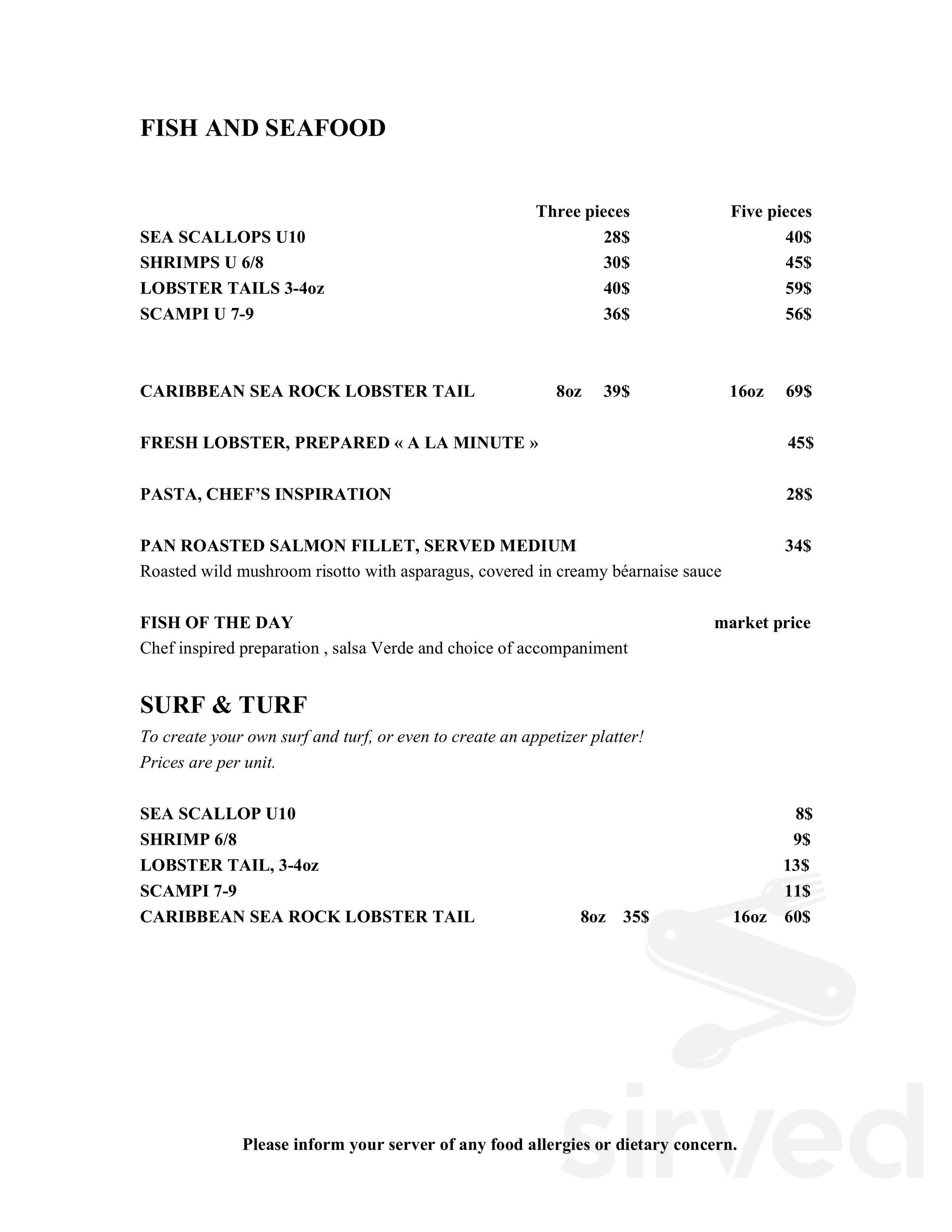 Menu for Sterling in Gatineau, QC | Sirved