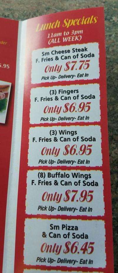 Larry's Steaks menu in Philadelphia, Pennsylvania, USA