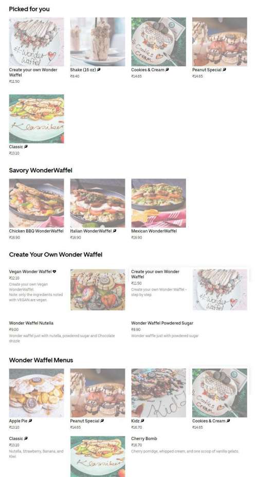 Wonder Waffel Tampa menu in Tampa, Florida, USA