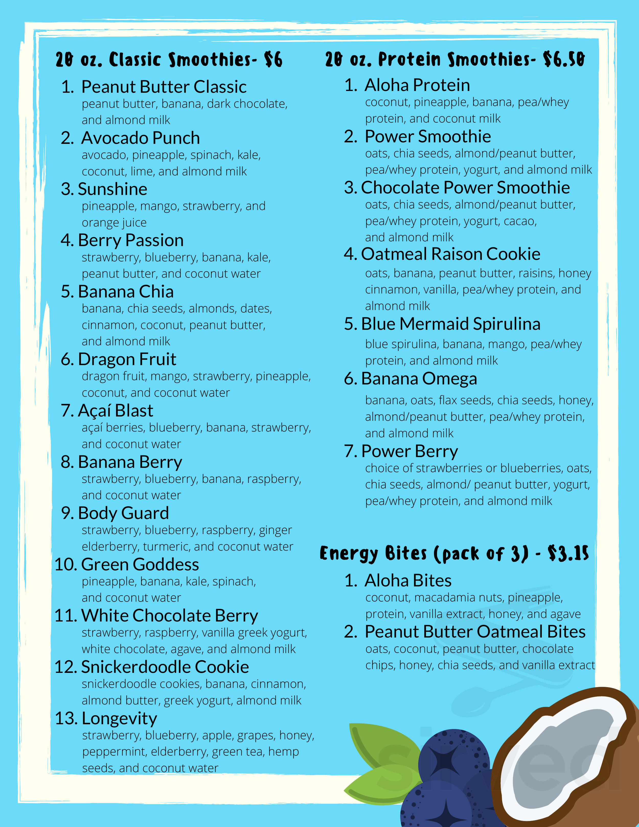 Plant Slant Juice menu in Garner, North Carolina, USA