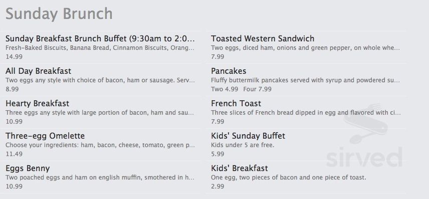 True North Diner menu in Bedford, Nova Scotia, Canada