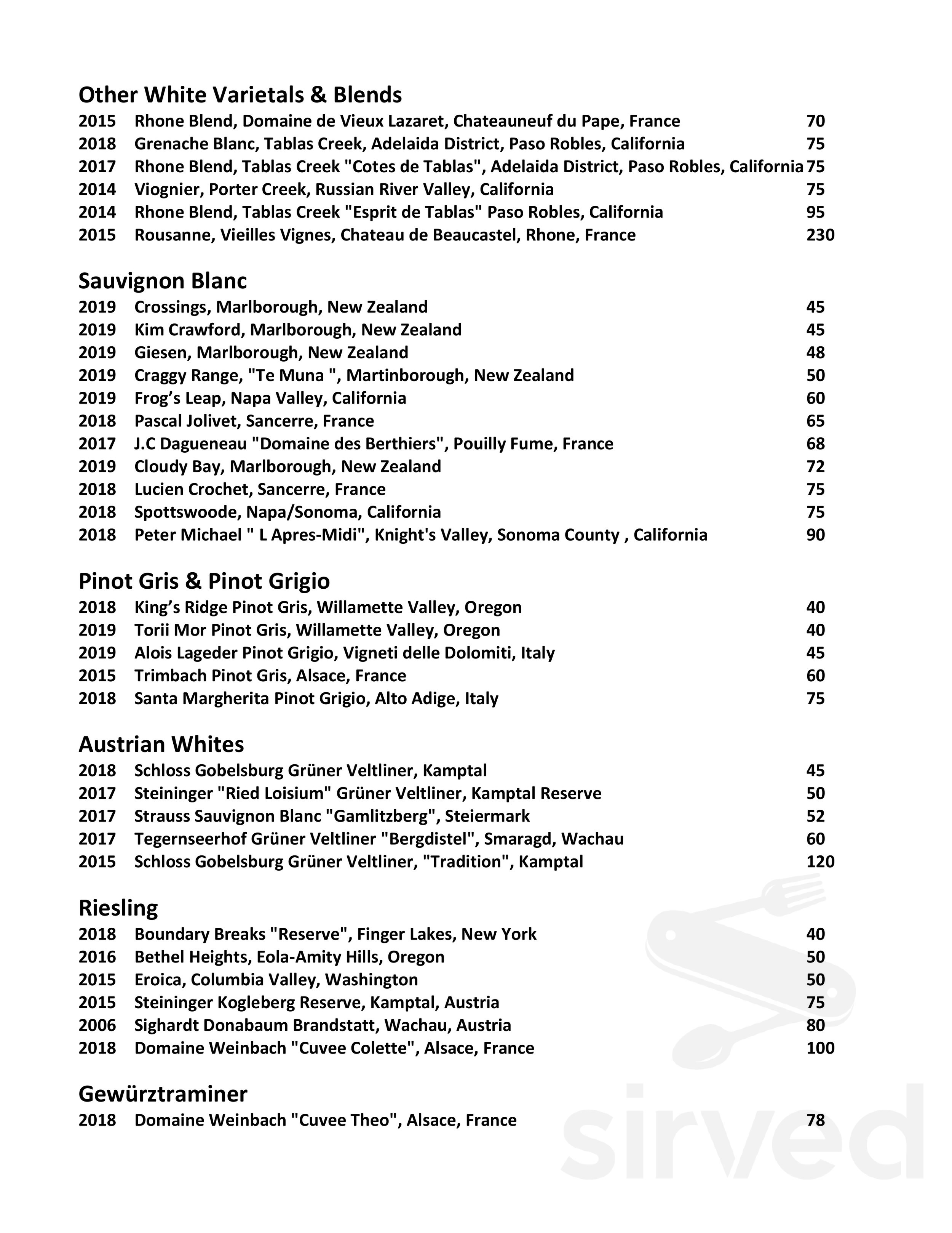 Menu - Woodstock VT's Red Rooster at the Woodstock Inn & Resort | Sirved