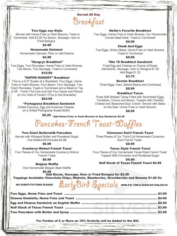 Nellie Rose Restaurant menu in Middleborough, Massachusetts, USA