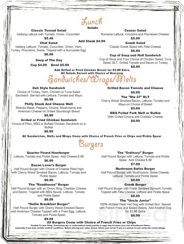 Menu for Nellie Rose Restaurant in Middleborough, MA | Sirved