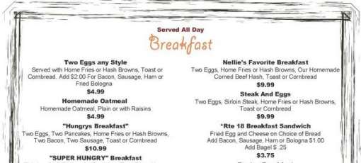 Menu for Nellie Rose Restaurant in Middleborough, MA | Sirved