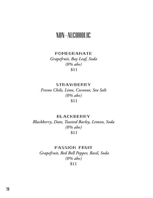 Bicyclette menu in Los Angeles, California, USA