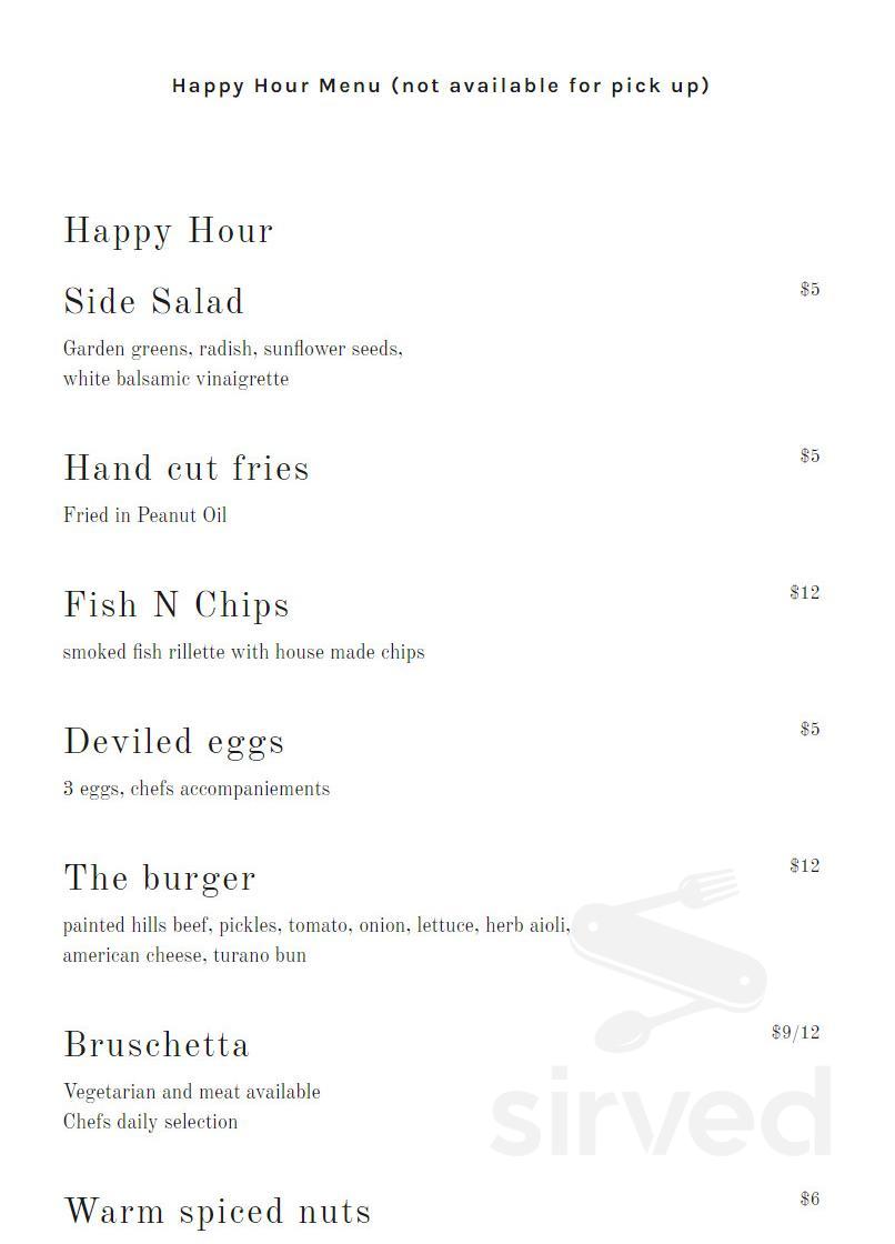 Osprey Bistro menu in Seattle, Washington, USA
