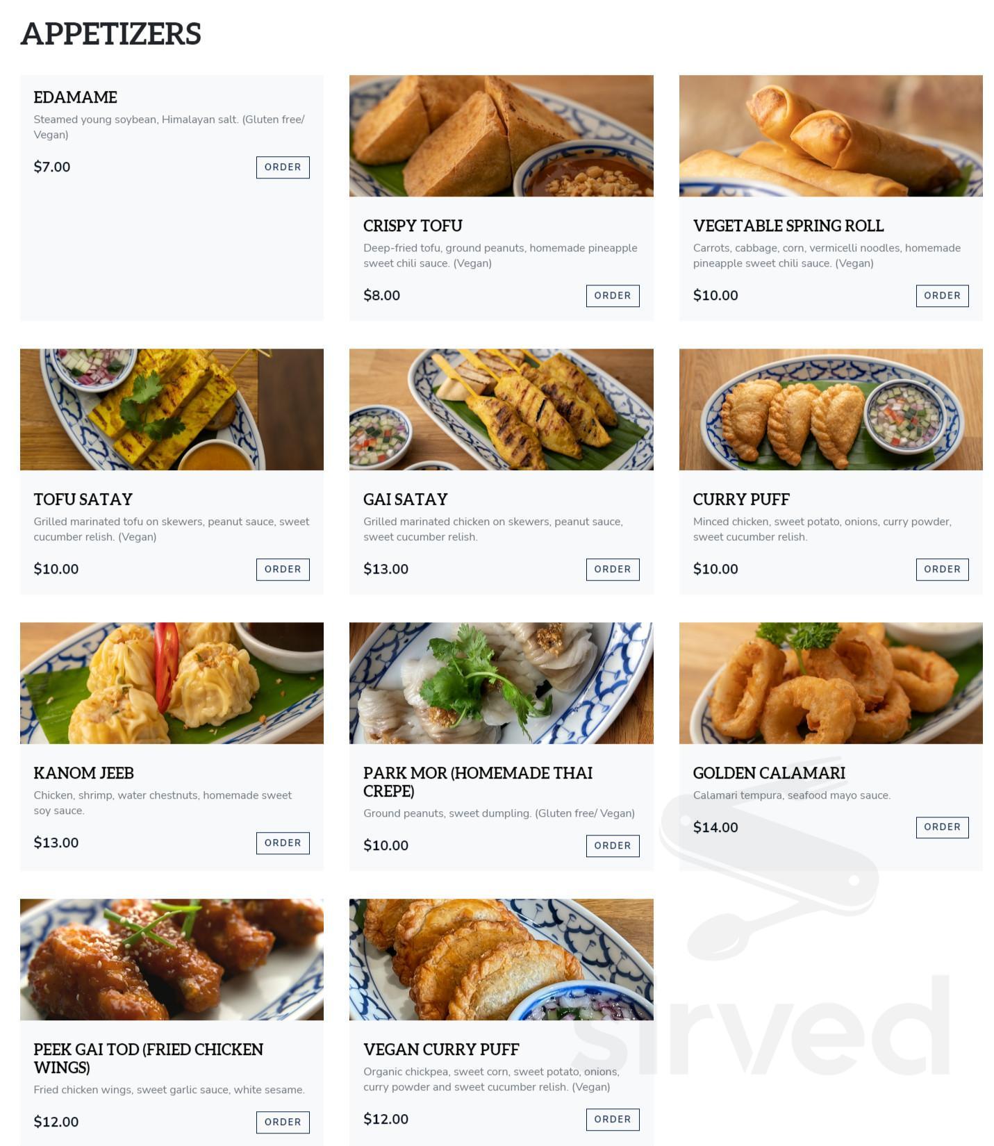 Menu - New York NY's Glur Thai | Sirved