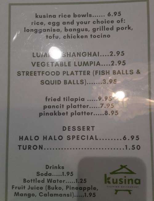 Kusina menu in Modesto, California, USA