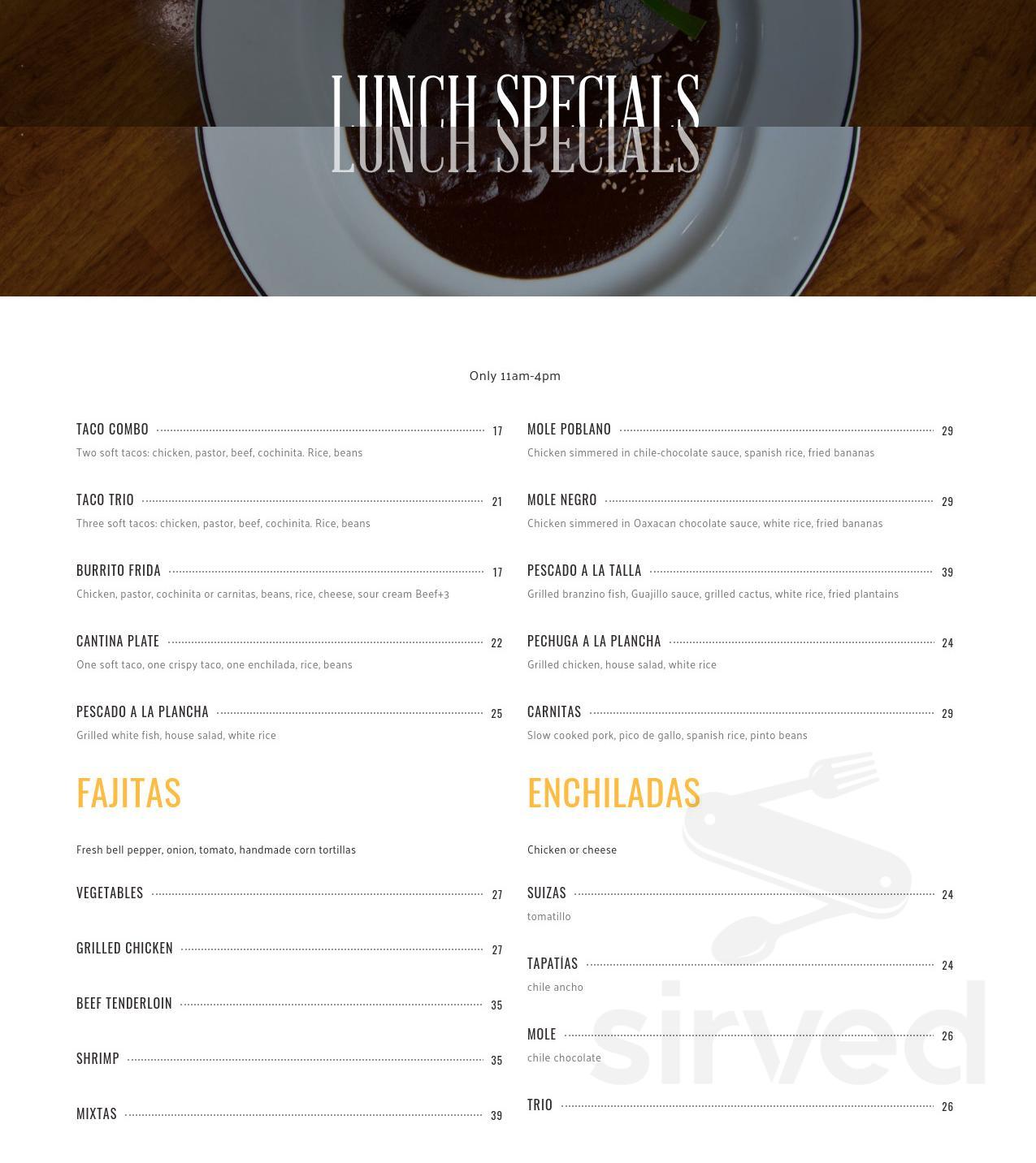 Cantina Frida menu in Beverly Hills, California, USA