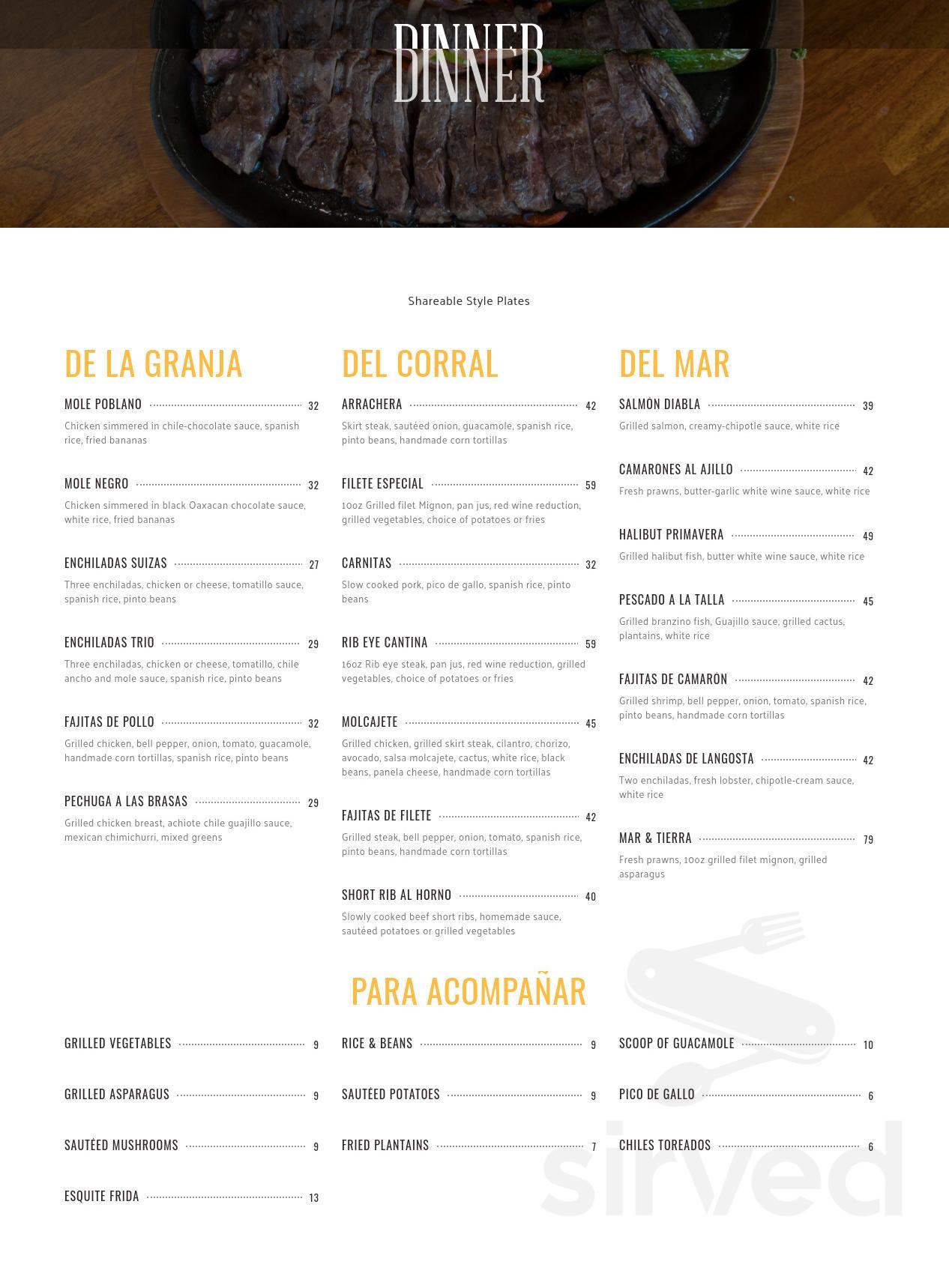 Cantina Frida menu in Beverly Hills, California, USA