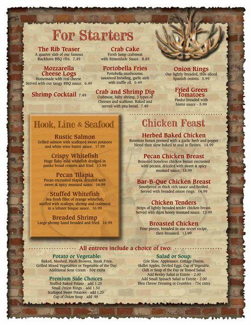 Buckhorn Tavern menu in Dayton, Ohio, USA