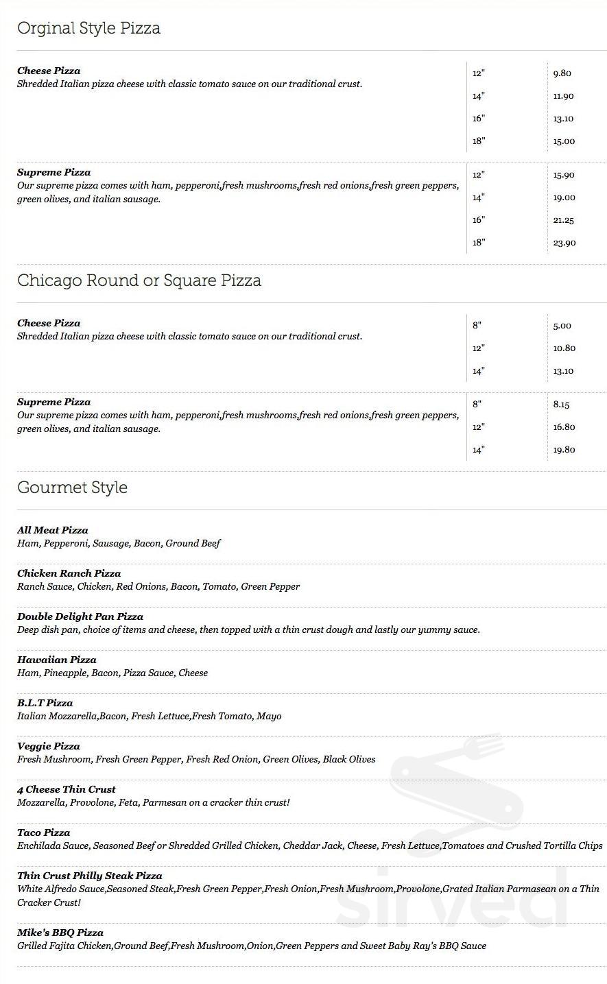 Menu - Alto MI's Mike's Pizzeria and Tavern | Sirved