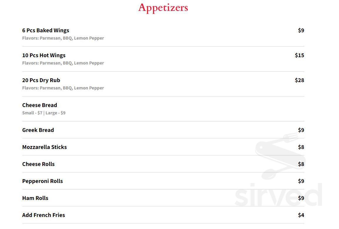 Pizza Vibes menu in The Colony, Texas, USA