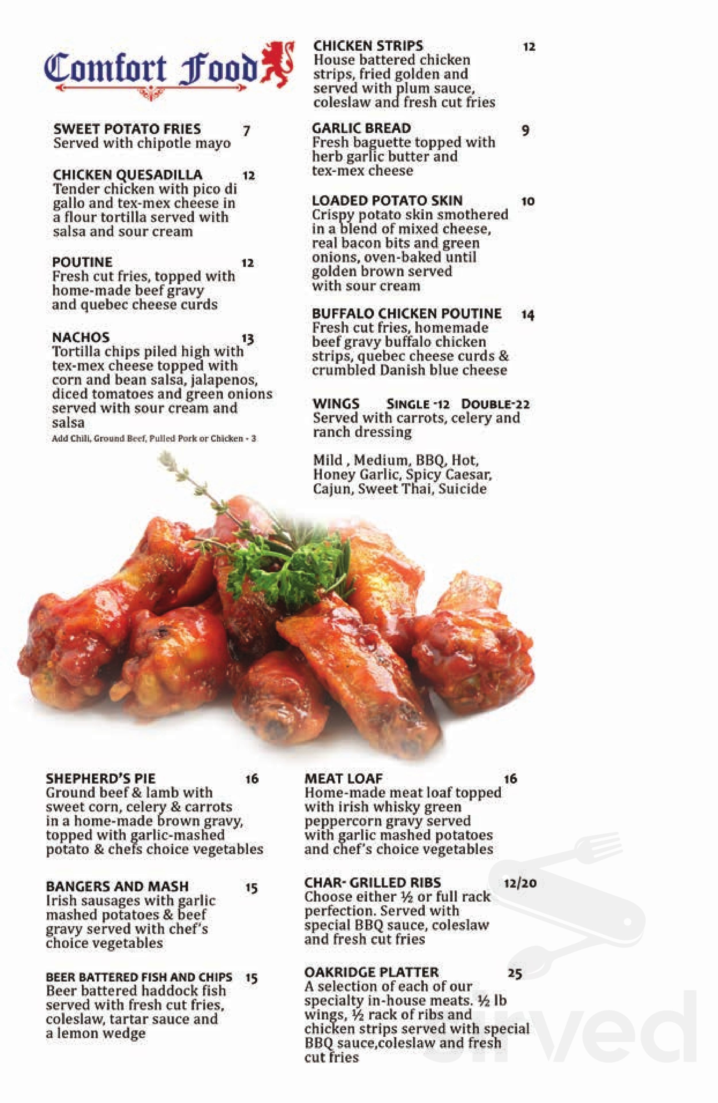 Baldwin Bistro menu in Whitby, Ontario, Canada