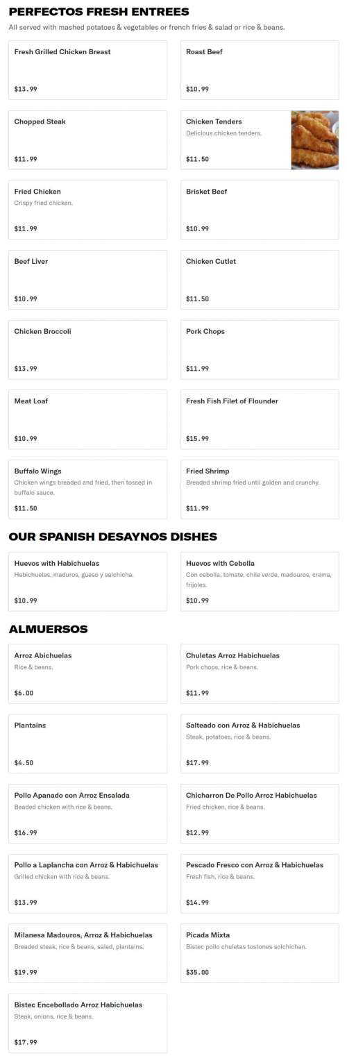 Perfecto Pizza menu in Queens, New York, USA