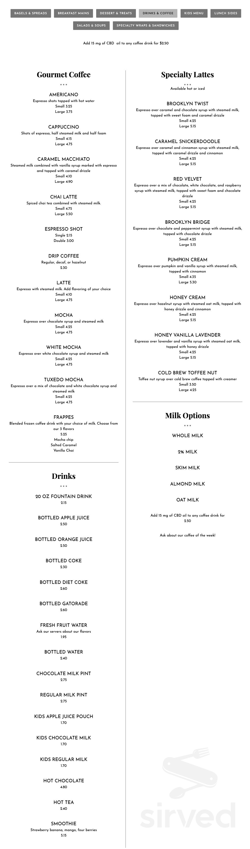 Menu for Brooklyn Cafe in The Woodlands, TX | Sirved