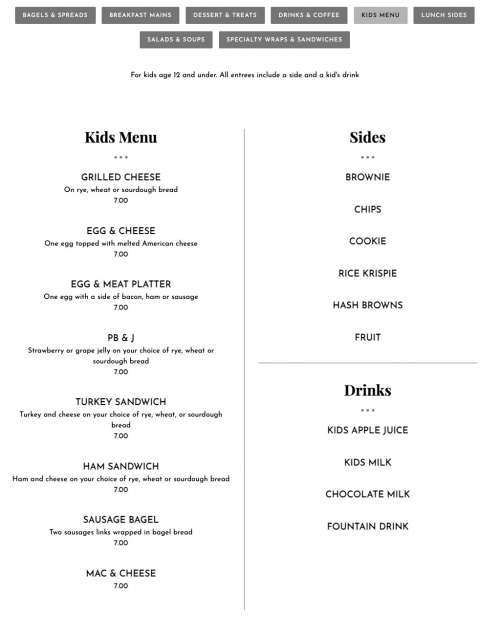 Brooklyn Cafe menu in The Woodlands, Texas, USA