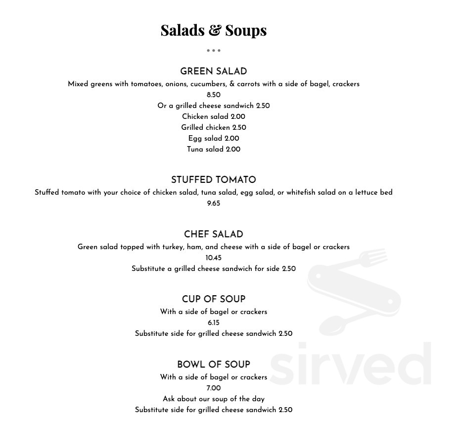 Brooklyn Cafe menu in The Woodlands, Texas, USA