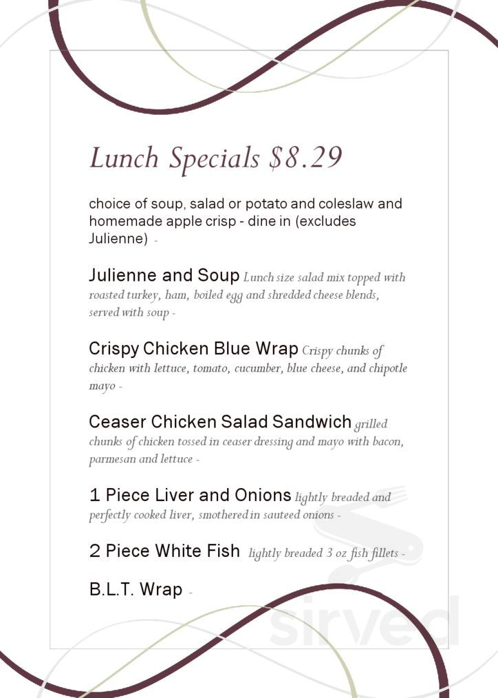 Village Gardens Family Restaurant menu in Sarnia, Ontario, Canada