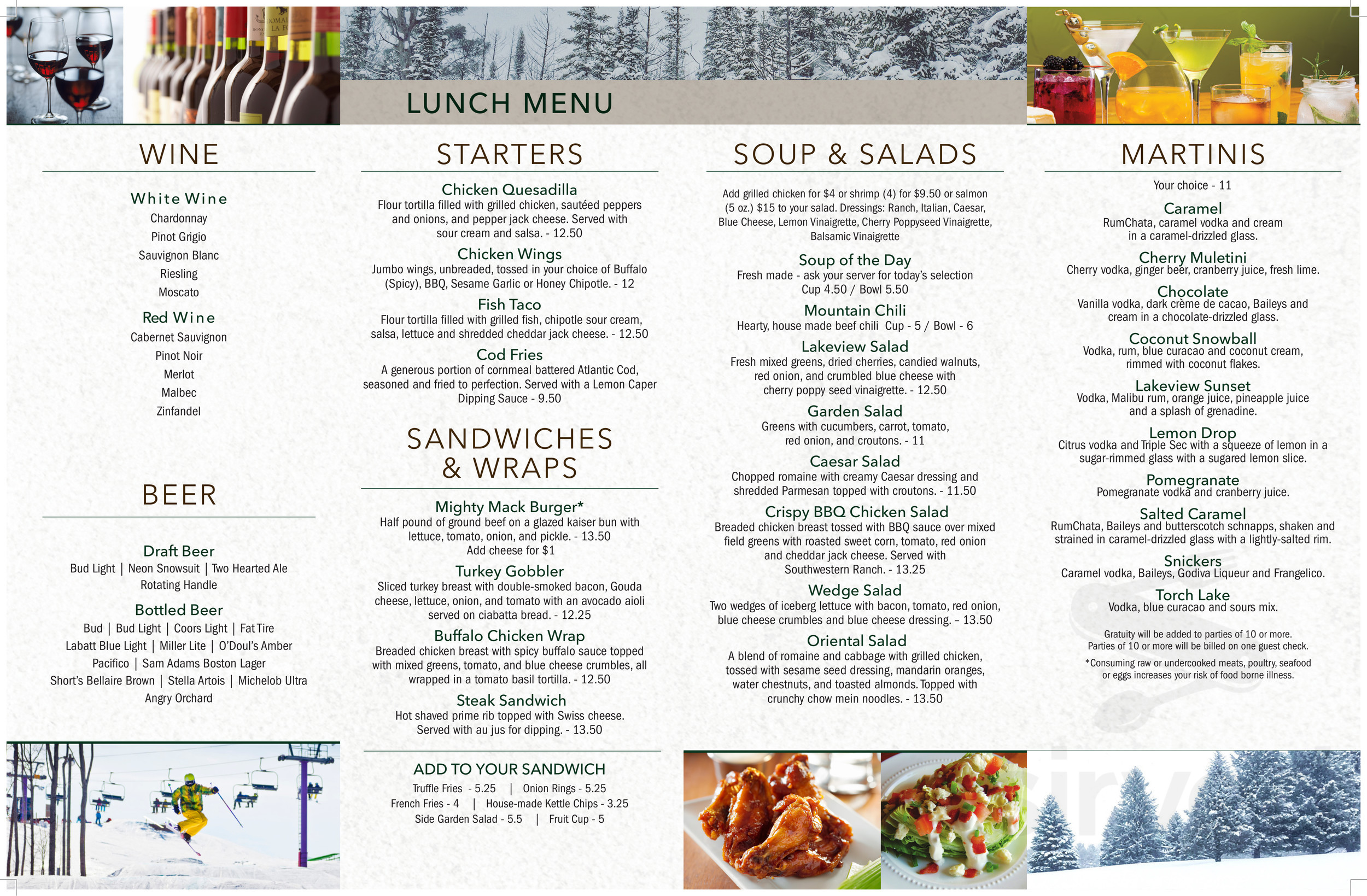 The Lakeview Hotel at Shanty Creek Resort menu in Bellaire, Michigan, USA
