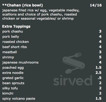 Slurping Turtle menu in Columbus, Ohio, USA